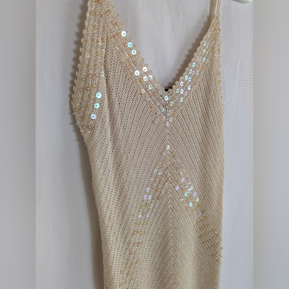 Georgiou | Tops | Vintage Georiou Medium Crochet Sequin Embellished Beige Camisole Top | Poshmark